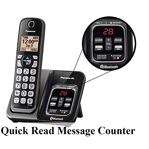 Panasonic KX-TG833SK Link2Cell Bluetooth with Talking Caller ID 3 Handset Cordless Phone (Renewed)