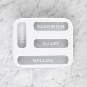 YouCopia StoraBag Plastic Sandwich Bag Organizer for Kitchen Storage, 4-Slot, White