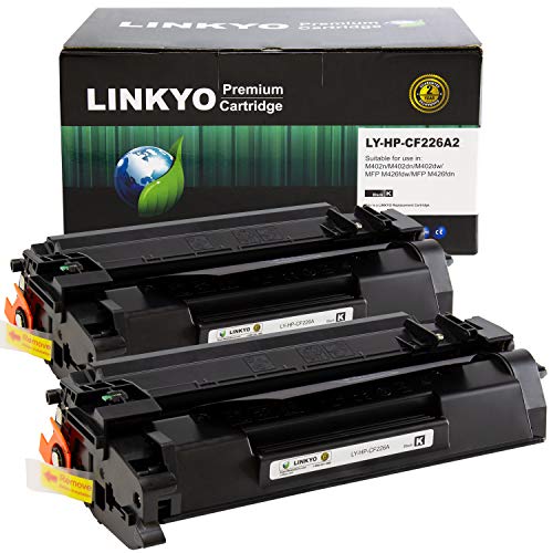 LINKYO Compatible Toner Cartridge Replacement for HP 26A CF226A (Black, 2-Pack)