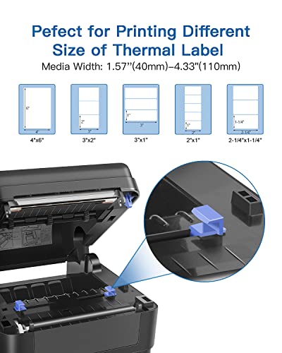 POLONO Label Printer, PL420 4x6 Thermal Printer, High-Speed Shipping Label Printer, Commercial Direct Thermal Printer, 2.25”x1.25” Direct Thermal Label, Perforated Sticker Labels