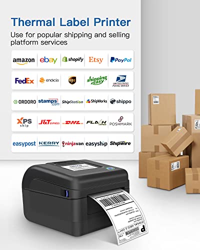 POLONO Label Printer, PL420 4x6 Thermal Printer, High-Speed Shipping Label Printer, Commercial Direct Thermal Printer, 2.25”x1.25” Direct Thermal Label, Perforated Sticker Labels