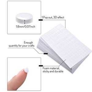 2400 Pieces Foam Dots Dual-Adhesive 3D Foam Tapes Foam Pop Dots Adhesive Mount for Craft DIY Art or Office Supplies, 12 Sheets, Round (0.24 Inch)