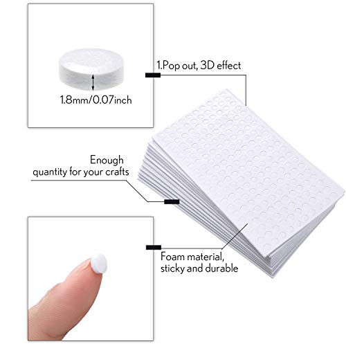 2400 Pieces Foam Dots Dual-Adhesive 3D Foam Tapes Foam Pop Dots Adhesive Mount for Craft DIY Art or Office Supplies, 12 Sheets, Round (0.24 Inch)