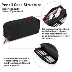 Della Gao Pencil Case for School Students Girls Boys Large Capacity Adult Pen Maker Pencil Pouch Office Organizer Simple Durable Multifunctional Pencil Bag Black