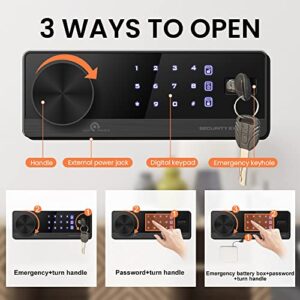 Kavey 1.6 Cub Safe Box, Home Safe with Digital Touch Screen Keypad and Sensitive Alarm System, Money Safe With Removable Shelf and LED Light, Small Safe for Money Jewelrys Documents Valuables