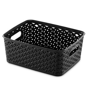 Set of 6 Plastic Storage Baskets - Small Pantry Organizer Basket Bins - Household Organizers with Cutout Handles for Kitchen Organization, Countertops, Cabinets, Bedrooms, and Bathrooms