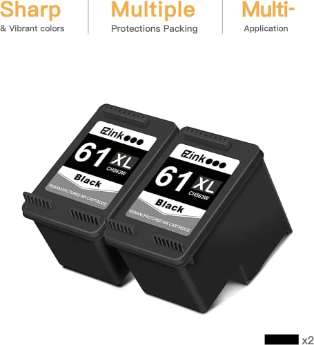 E-Z Ink (TM Remanufactured Ink Cartridge Replacement for HP 61XL 61 XL High Yield for HP Envy 4500 4502 5530 DeskJet 2512 1512 2542 2540 2544 3052a 1055 2548 OfficeJet 4630 Printer (2 Black,2Pack)