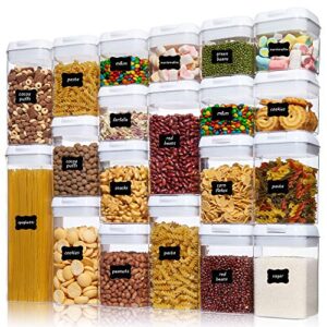 airtight food storage containers, vtopmart 20 pieces bpa free plastic cereal containers with easy lock lids,for kitchen pantry organization and storage, include 24 labels