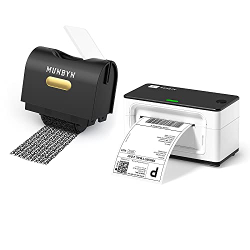 MUNBYN Identity Theft Protection Roller Stamp with a Box Opener, Shipping Label Printer