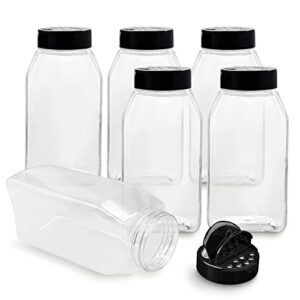 royalhouse – 6 pack – 32 oz with black cap – plastic spice jars bottles containers ? perfect for storing spice, herbs and powders ? lined cap – safe plastic ? pet – bpa free – made in the usa?