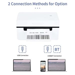 ZSEDP Desktop Thermal Label Printer for 4x6 Shipping Package Label Maker 180mm/s USB BT Thermal Sticker Printer Max.110mm Paper (Color : USB with BT)