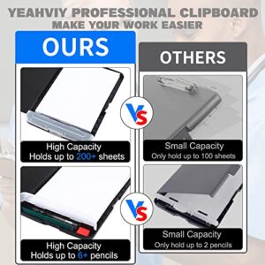 YEAHVIY Clipboard with Storage, Large Capacity Nursing Clipboards with Low Profile Clip, Heavy Duty Plastic Storage Clipboard with Pen Holder, Side-Opening, Multifunctional Clipboard Case for Writing