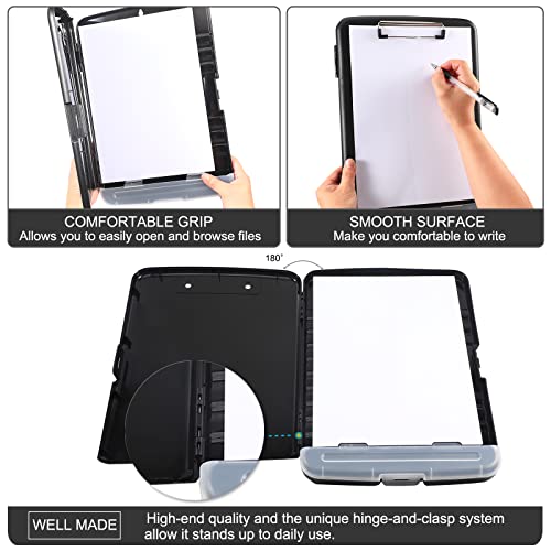 YEAHVIY Clipboard with Storage, Large Capacity Nursing Clipboards with Low Profile Clip, Heavy Duty Plastic Storage Clipboard with Pen Holder, Side-Opening, Multifunctional Clipboard Case for Writing