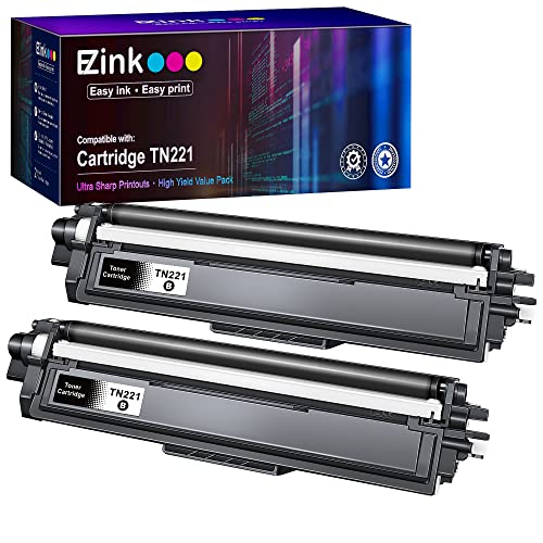 E-Z Ink (TM Compatible Toner Cartridge Replacement for Brother TN221 TN-221 Black to Use with MFC-9130CW HL-3170CDW HL-3140CW HL-3180CDW MFC-9330CDW MFC-9340CDW HL-3180CDW DCP-9020CDN (Black, 2 Pack)