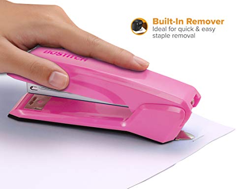 Bostitch Office Ascend 3 in 1 Stapler Integrated Remover & Staple Storage, 420 Staples Included, 20 Sheet Capacity, Lightweight, Pink