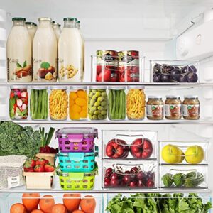 Set Of 8 Refrigerator Organizer Bins - 4 Large and 4 Medium Stackable Plastic Clear Food Storage Bin with Handles for Pantry, Freezer, Fridge, Cabinet, Kitchen Countertops - BPA Free