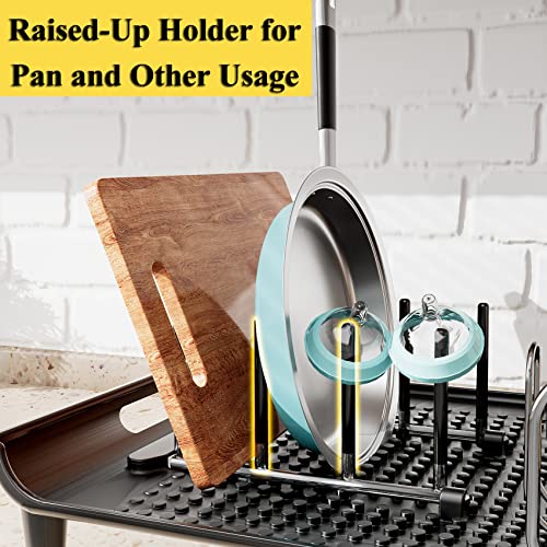 SNTD Dish Drying Rack for Kitchen Counter Sink Organization and Storage Black, Expandable Large Capacity Dish Rack Dish Drainer Utensil Sponge Holder Sink Caddy Over The Sink Pot Pan Rack Organizer