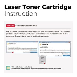 OA100 |141A NO Chip| Compatible Toner Cartridge Replacement for HP 141A W1410A Work for M110we M110w MFP 140we M139we M140w (1 Black) W1410A