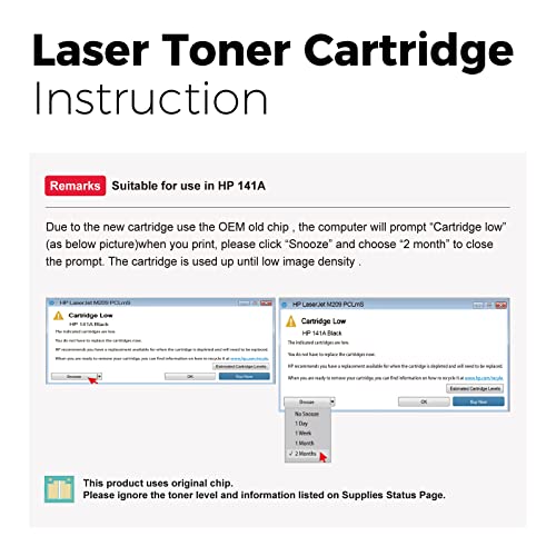 OA100 |141A NO Chip| Compatible Toner Cartridge Replacement for HP 141A W1410A Work for M110we M110w MFP 140we M139we M140w (1 Black) W1410A