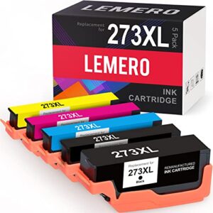 LEMERO Remanufactured Ink Cartridges Replacement for Epson 273XL 273 XL for Expression Premium XP-820 XP-610 XP-810 XP-620 XP-520 Printer (1 Black, 1 Photo Black, 1 Cyan, 1 Magenta, 1 Yellow, 5 Pack)