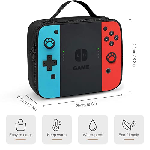 JIRAIKEI Insulated Lunch Box for Boys Girls, Game Lunch Bag for School Work Office Travel Picnic Hiking Beach, Waterproof Leakproof Portable Fits Most Lunch Bento Boxes