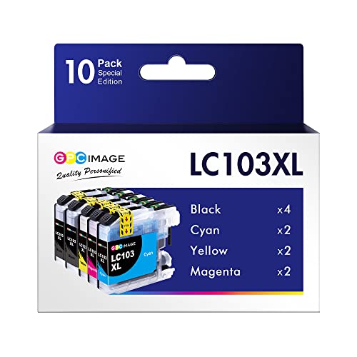 GPC Image Compatible Ink Cartridge Replacement for Brother LC103 XL LC101 LC103XL LC101BK Compatible with MFC-J870DW MFC-J475DW MFC-j470DW MFC-J450DW MFC-J875DW MFC-J6920DW Printer Tray (10 Pack)