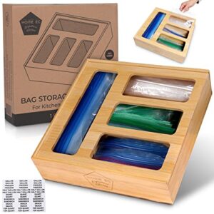 home ec bamboo ziplock bag organizer for drawer – plastic ziploc bag organizer for drawer – baggie organizer for drawer – storage bag organizer kitchen drawer – sandwich bag organizer for drawer