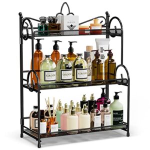 yiukea bathroom organizer countertop – 3 tier spice rack organizer, counter organization and storage for bathroom, kitchen, bedroom, offices, foldable