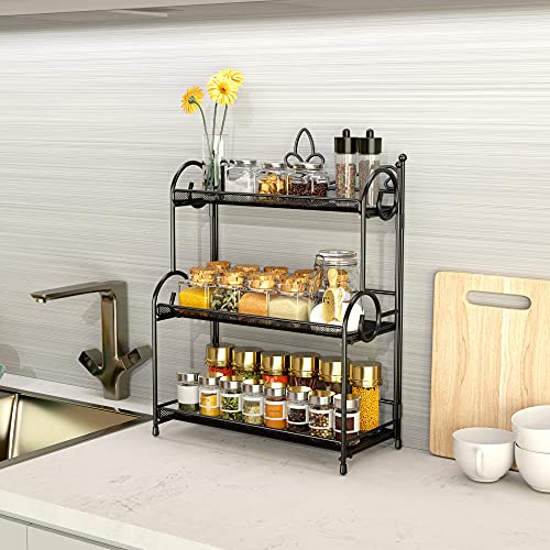 YIUKEA Bathroom Organizer Countertop - 3 Tier Spice Rack Organizer, Counter Organization and Storage for Bathroom, Kitchen, Bedroom, Offices, Foldable