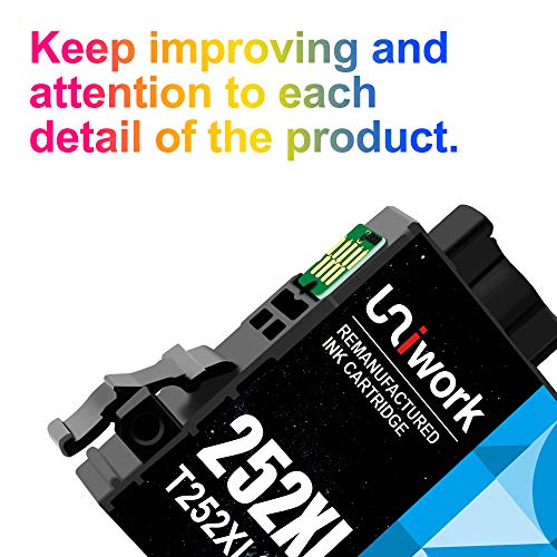 Uniwork Remanufactured Ink Cartridge Replacement for Epson 252XL Ink Cartridges Combo Pack 252 XL T252XL Compatible with Workforce WF-3640 WF-3620 WF-7110 WF-7710 WF-7720 WF-7620 Printer (8 Pack)