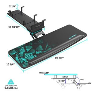 EUREKA ERGONOMIC Height Adjustable Mouse & Keyboard Tray Under Desk, 28x10'' Large Slide Out Swivel Tilt Computer Keyboard Drawer with Mouse Pad for Gaming Home Office Desk, Dual Mount