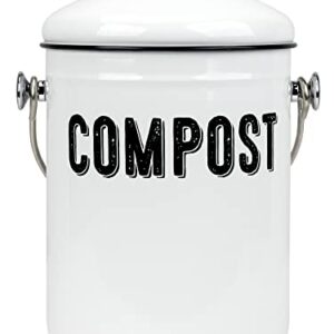 Granrosi Compost Bin Kitchen, Kitchen Compost Bin Countertop, Indoor Compost Bin, Countertop Compost Bin with Lid, 100% Rust Proof Compost Bucket w/ Non-Smell Charcoal Filters, 1.3 Gallon - White