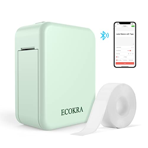 Ecokra Bluetooth Label Maker Machine with Tape,P15 Mini Thermal Label Maker for Organizing,Portable Desktop Label Printer,Sticker Printer with Multiple Templates for Office,Home,Kitchen,School