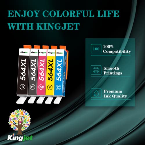 Kingjet Compatible 564 Ink Cartridge Replacement for HP 564 564 XL, (12 Combo Pack with Photo Black) for Photosmart 5520 6510 6520 7520 7525 Premium C309A C410A DeskJet 3520 3522