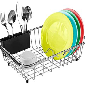 KESOL Expandable Over The Sink Dish Drying Rack / Dish Rack in Sink with Utensil Holder | 304 Stainless Steel Dish Racks for Kitchen Counter | Rustproof Dish Drainer / Sink Drying Rack - Small