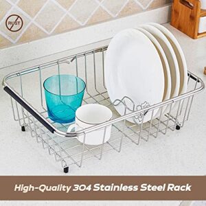 KESOL Expandable Over The Sink Dish Drying Rack / Dish Rack in Sink with Utensil Holder | 304 Stainless Steel Dish Racks for Kitchen Counter | Rustproof Dish Drainer / Sink Drying Rack - Small