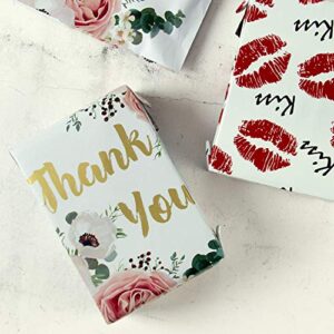 RUSPEPA 6x9 inches Poly Mailers Shipping Bags Thank You Notes Flowers Surrounded White Poly Mailers 2.3 Mil Heavy Duty Self Seal Mailing Envelopes - 100 Pack