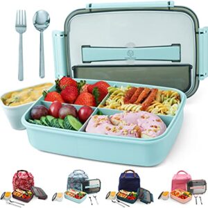 MINCOCO Bento Lunch Box Leak-proof Eco-Friendly Bento Box Food Storage Containers with Sauce Jar and Stainless Spoon&Fork for Adults Women Men Kids