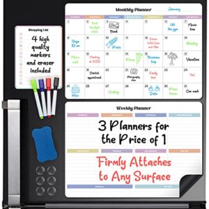 ornamic dry erase calendar, magnetic calendar for fridge 2023 – kitchen white board calendar for refrigerator, reusable monthly weekly planner – fridge calendar whiteboard – w/ markers, shopping list