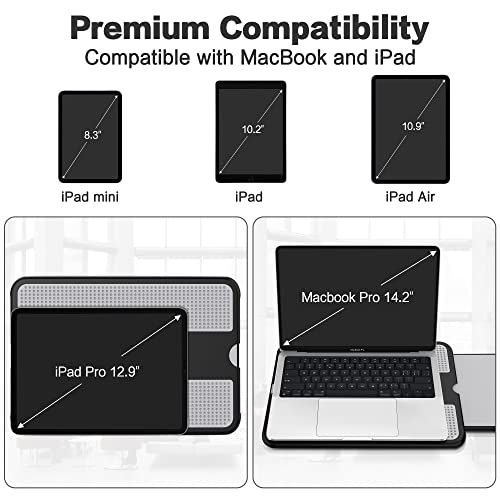 AboveTEK Portable Laptop Lap Desk w/ Retractable Left/Right Mouse Pad Tray, Non-Slip Heat Shield Tablet Notebook Computer Stand Table w/ Sturdy Stable Cooler Work Surface for Bed Sofa Couch or Travel