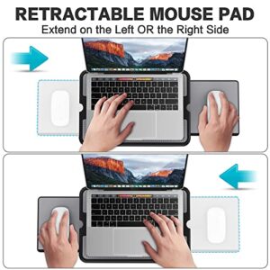 AboveTEK Portable Laptop Lap Desk w/ Retractable Left/Right Mouse Pad Tray, Non-Slip Heat Shield Tablet Notebook Computer Stand Table w/ Sturdy Stable Cooler Work Surface for Bed Sofa Couch or Travel