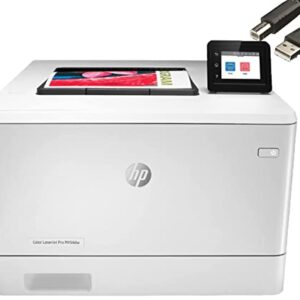 HP Color Laserjet Pro M454dw Wireless Laser Printer, Double-Sided, Mobile Printing, 28 ppm, 250-Sheet, Built-in Wi-Fi, Security Features, Bundle with JAWFOAL Printer Cable