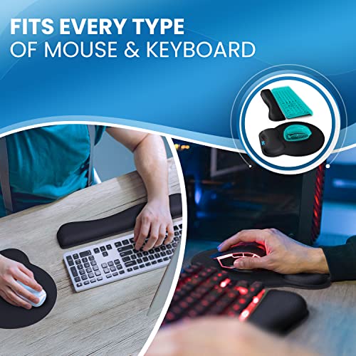 Everlasting Comfort Mouse Pad with Wrist Support - Includes Keyboard Wrist Rest - Ergonomic Memory Foam Desk Cushion for Carpal Tunnel - Computer, Laptop, Typing and Gaming Accessories