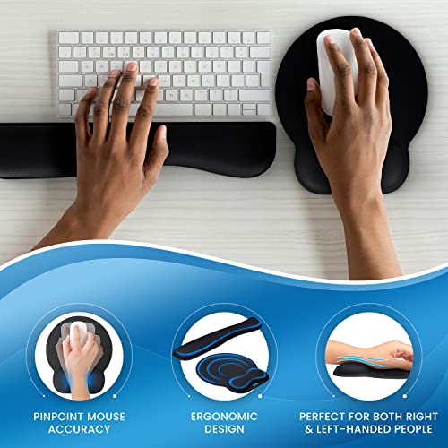 Everlasting Comfort Mouse Pad with Wrist Support - Includes Keyboard Wrist Rest - Ergonomic Memory Foam Desk Cushion for Carpal Tunnel - Computer, Laptop, Typing and Gaming Accessories