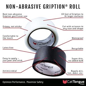 CATTONGUE GRIPS Non-Abrasive Grip Tape Heavy Duty Waterproof Anti Slip Tape for Indoor & Outdoor Use - Thousands of Grippy Uses: Home Goods, Hardware, Accessible Home and More! (Black Tape)