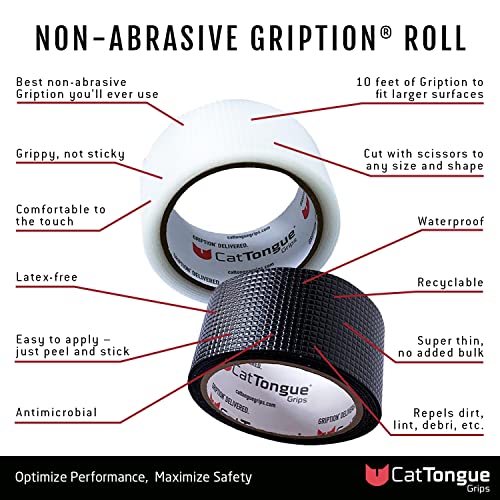 CATTONGUE GRIPS Non-Abrasive Grip Tape Heavy Duty Waterproof Anti Slip Tape for Indoor & Outdoor Use - Thousands of Grippy Uses: Home Goods, Hardware, Accessible Home and More! (Black Tape)