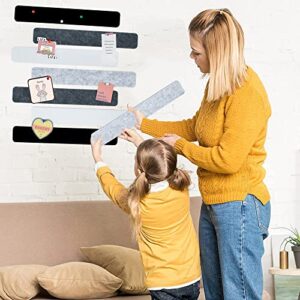 Vuzvuv 8Pcs Black White Grey Felt Pin Board Bar Strips with 35 Pushpins, Self-Adhesive Lightweight Bulletin Board Bar Strips No Damage for Wall,for Paste Notes, Photos, Schedules, Announcements.