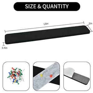 Vuzvuv 8Pcs Black White Grey Felt Pin Board Bar Strips with 35 Pushpins, Self-Adhesive Lightweight Bulletin Board Bar Strips No Damage for Wall,for Paste Notes, Photos, Schedules, Announcements.