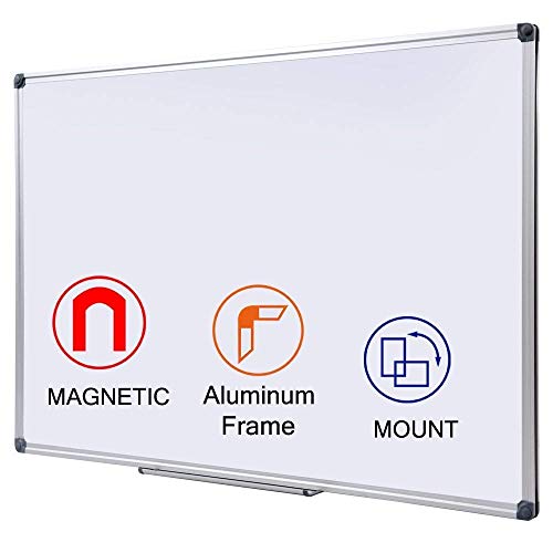 DexBoard 48 x 36-in Magnetic Dry Erase Board with Pen Tray| Aluminum Frame Portable Wall Large Whiteboard Message Presentation Board for Office & Classroom