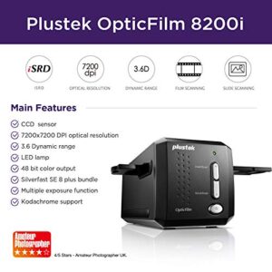 Plustek OpticFilm 8200i SE , 35mm Film & Slide Scanner. 7200 dpi / 48-bit Output. Integrated Infrared Dust/Scratch Removal. Bundle Silverfast SE Plus 8.8 , Support Mac and PC.